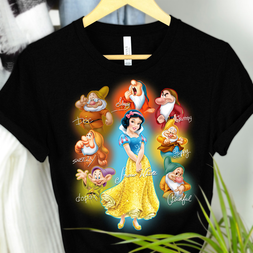 Snow White And Seven Dwarfs Characters Signatures Tshirt Women | eBay