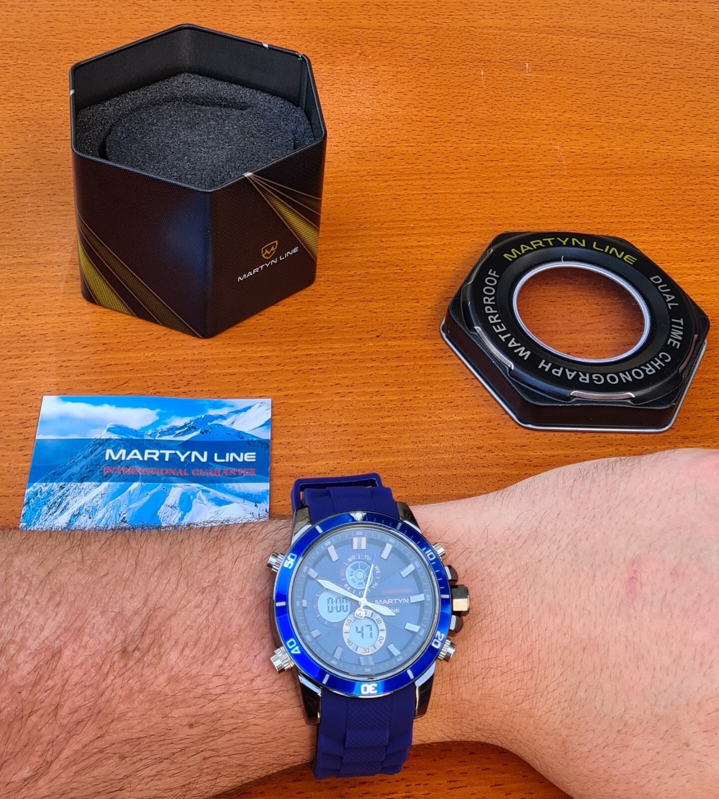 Montre Martyn Line Chronograph waterproof stainless steel bracelet Bleu ...