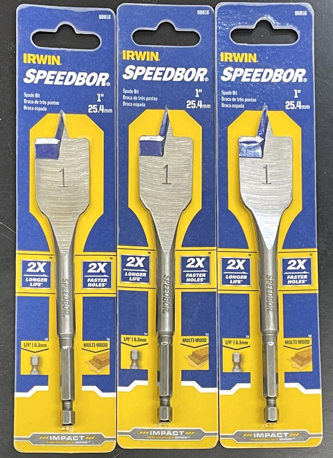 Lot of 3 Irwin Speedbor 1” Drill Bit Spade Bit Impact 88816 | eBay