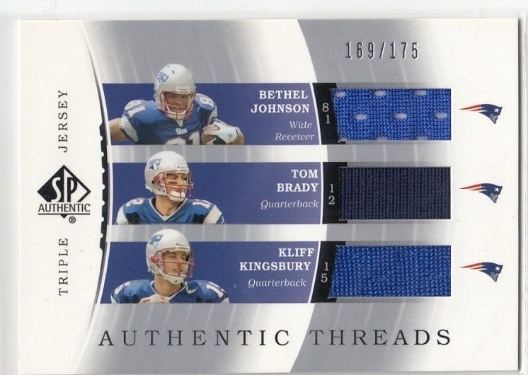 2003 SP Authentic Triple Threads Jersey Tom Brady Kliff Kingsbury Trio ...