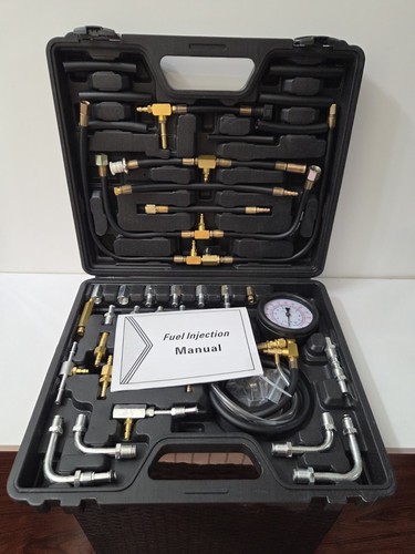 Universal Fuel Injection Pressure Tester Gauge Test Adapter Kit 0-140 ...