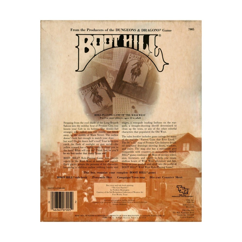 TSR Boot Hill Boot Hill (2nd Ed, 2nd) Fair/VG+ 46363070052| eBay