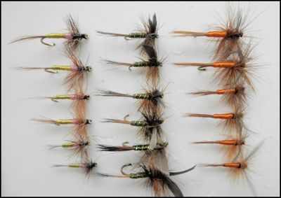 Dry Trout fishing Flies, 18 Pack Greenwell, Sherry Spinner, Tupps ...