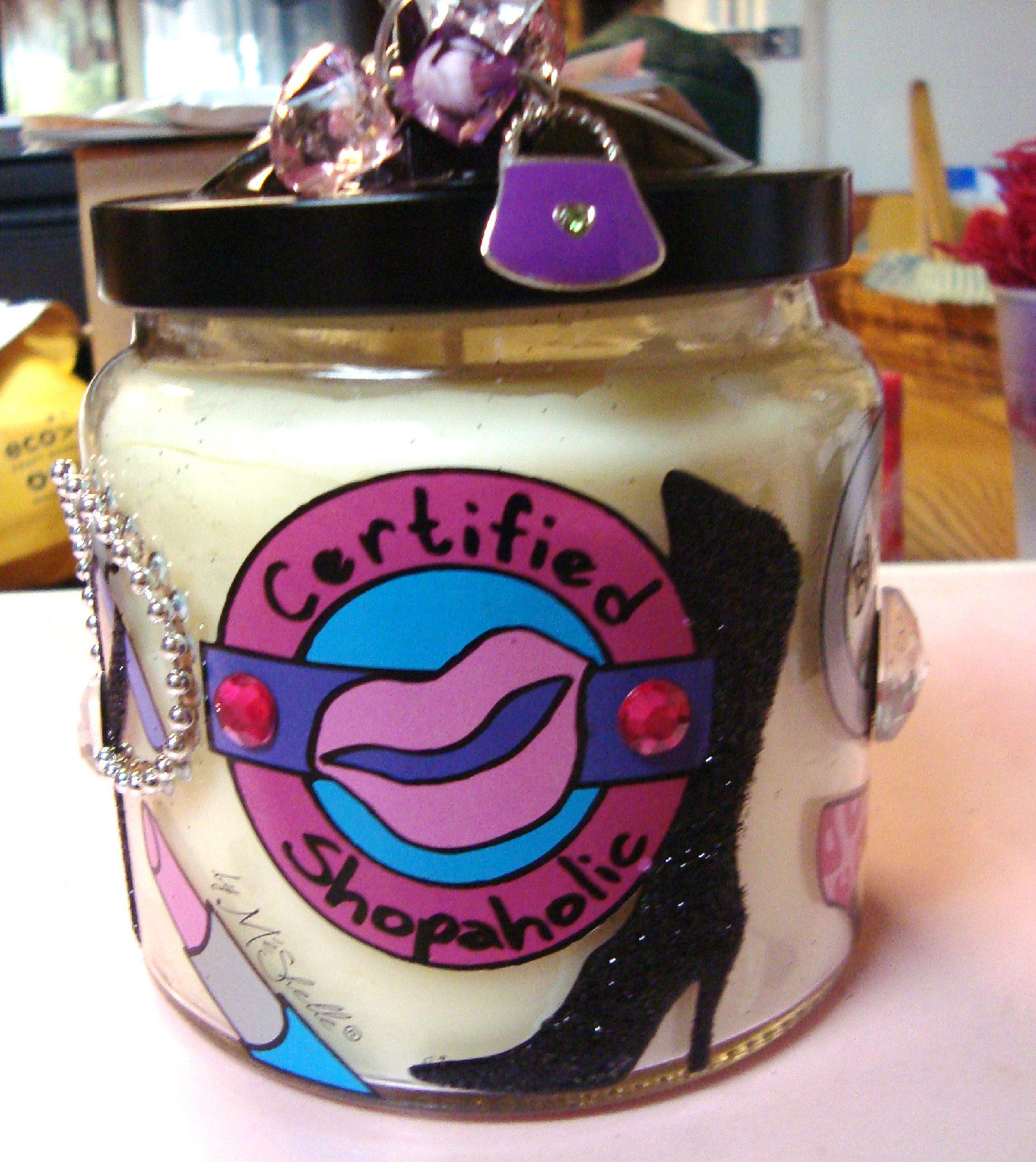 Candle Big Chunky Beaded Dangles on Lid Jeweled 16 Oz. Girls Gotta Shop ...