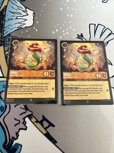 Lot Of 2 Disney Lorcana SUPER RARE Ariel Spectacular Singer 2/204 Non ...