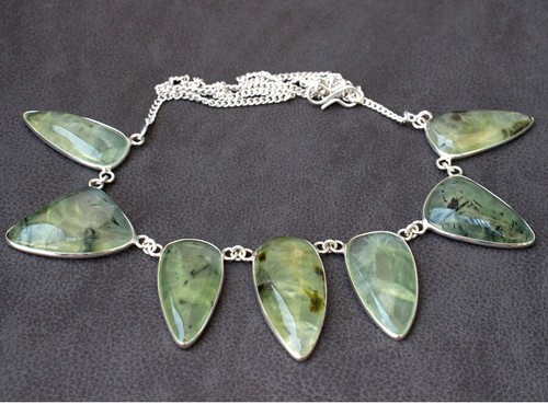 Cluster Moss Prehnite 925 Silver Plated Necklace 19" Ethnic Gift GW | eBay