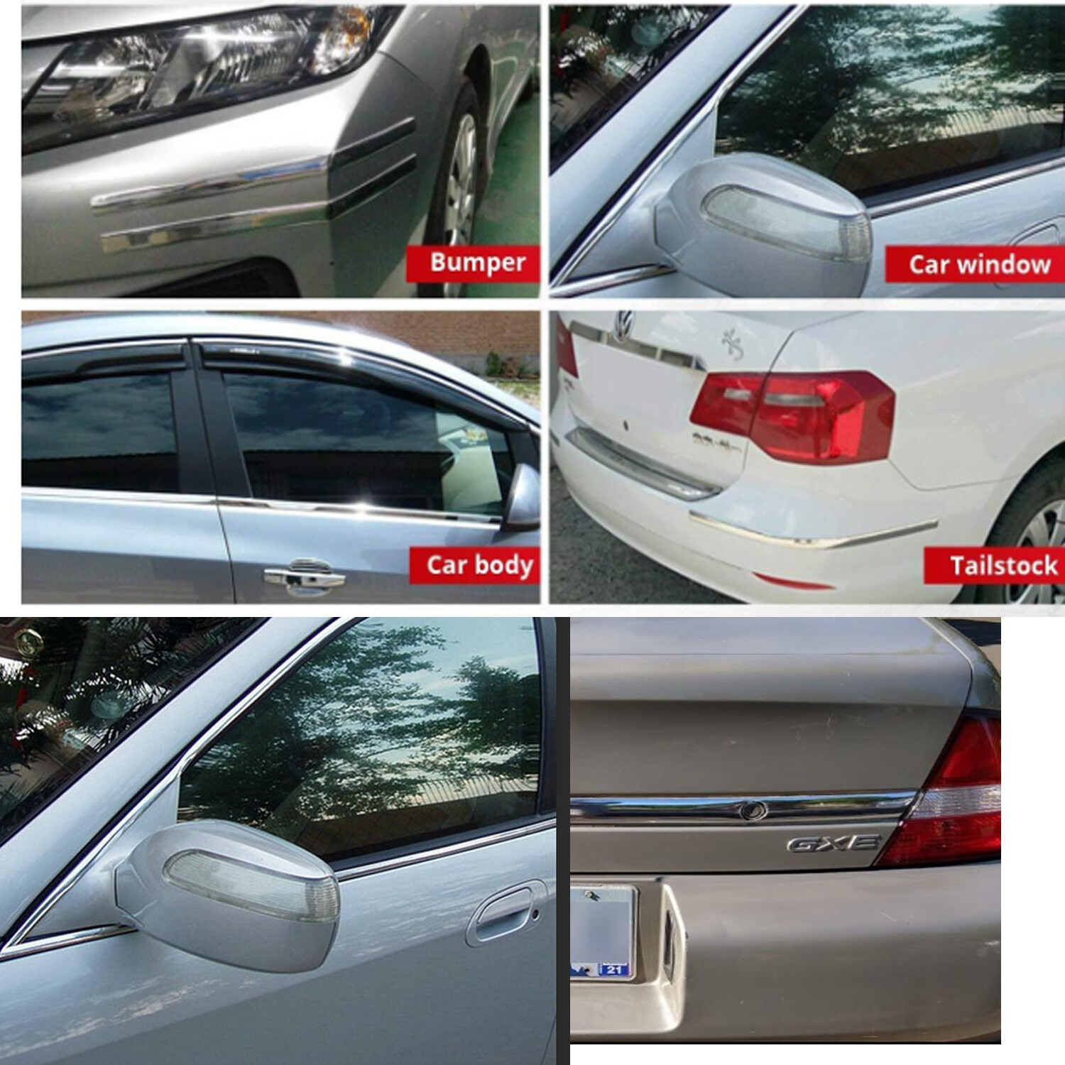 Self-Adhesive Car Chrome Moulding Trim Strip Roof Window Bumper Body ...