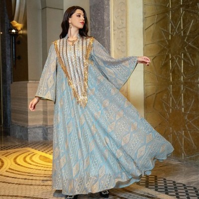 Women Muslims Robe Sequins Dress Middle East Thobe Female Full Length ...