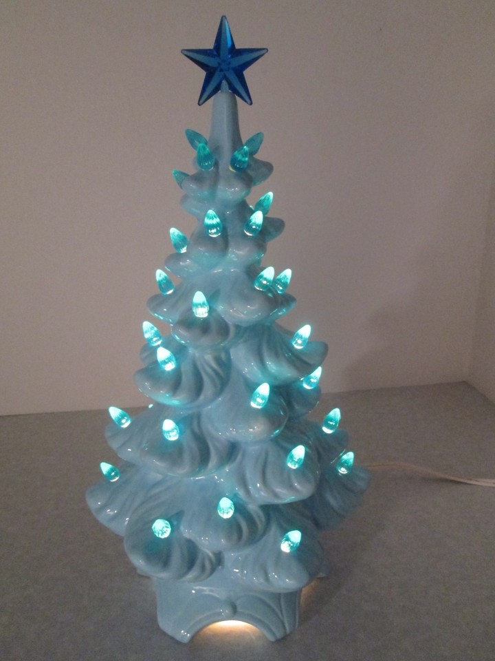 Baby Blue Glazed Ceramic Atlantic Christmas Tree" Extra Bulbs! (Newly ...