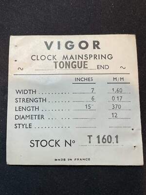 Vigor TONGUE End Clock Mainspring for Luxor Travel Clock - 7 x 6 x 15 ...