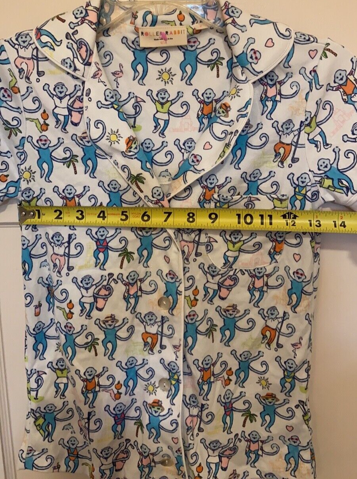 NEW ROLLER RABBIT PALM BEACH MONKEY POLO PAJAMAS TOP SZ P FLORIDA VACAY ...