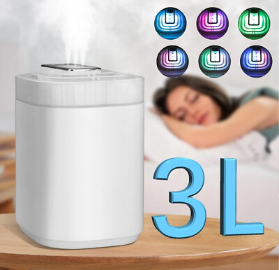 Ultrasonic Humidifiers Cool Mist Air Humidifier 3L For Bedroom Large ...
