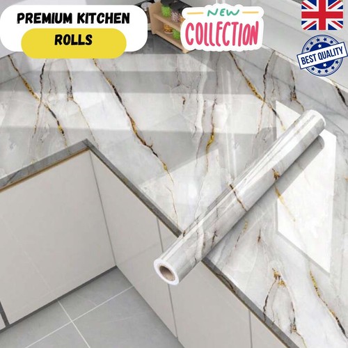Self Adhesive Kitchen Worktop Covering Vinyl Wrap Cupboard Door Marble ...