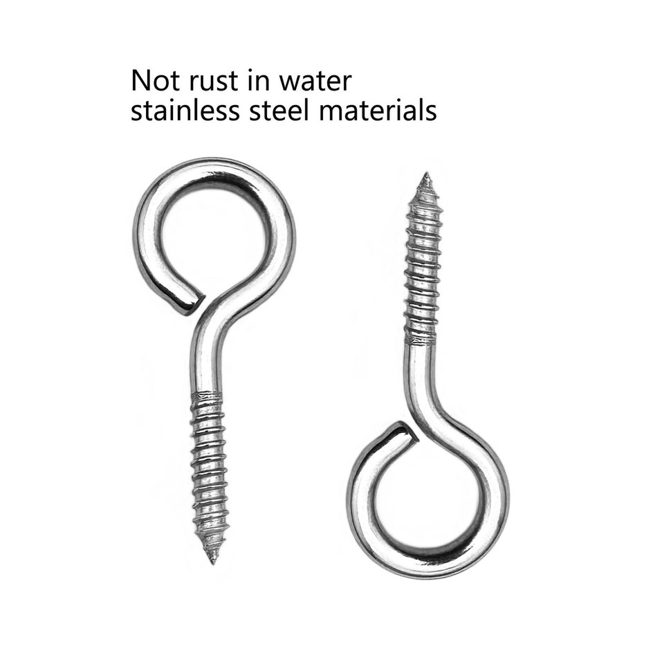 40 Pcs Stainless Steel Screw Eyes Screw Hooks 2 Inch Heavy Duty Eye ...