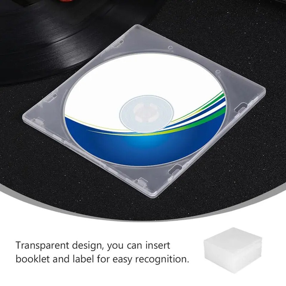 20/50/100/150 Pack Slim Clear CD Jewel Cases Single DVD Disc Storage ...