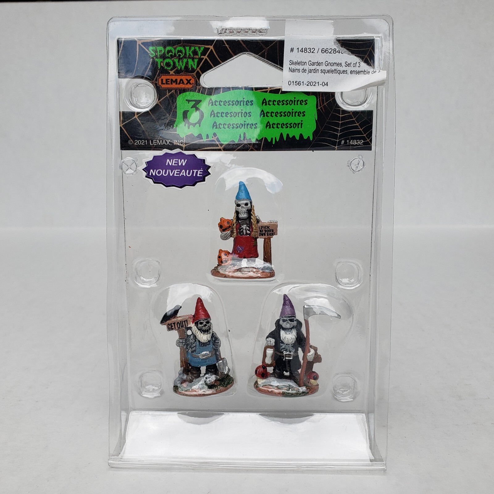 2021 Lemax Spooky Town 14832 Set of 3 Skeleton Garden Gnomes Miniature ...