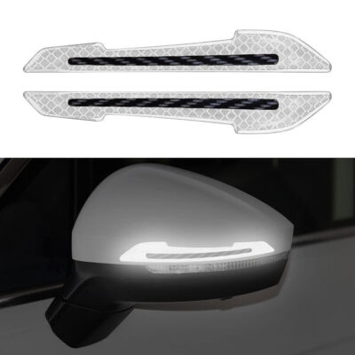 Reflective Carbon Fiber Decal Car Side Mirror Warning Moulding Trim ...