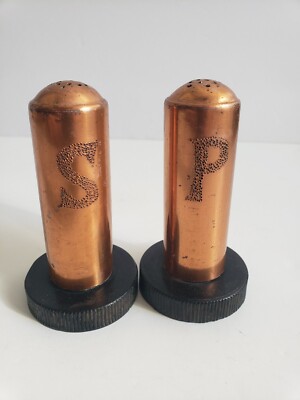 1942 Copper Trench Shell Casings Art Salt & Pepper Shakers Set WWII, US ...