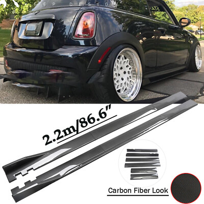 For Mini Cooper S R53 R56 Jetta 86.6" Carbon Style+Side Skirts Rocker ...