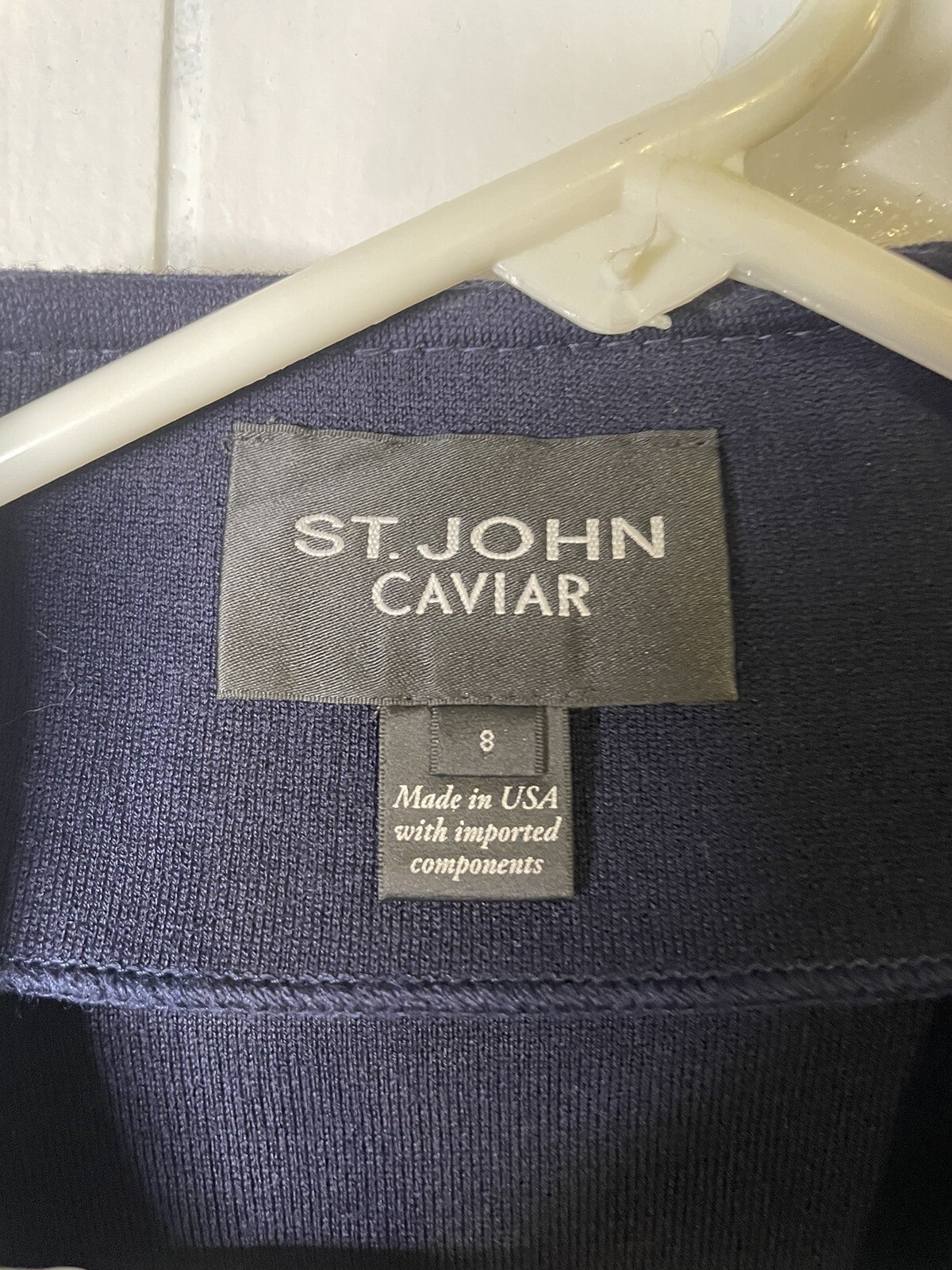 St John Caviar Womens Size 8 Wool Blend Blazer Cardigan Navy Knit 2614 ...