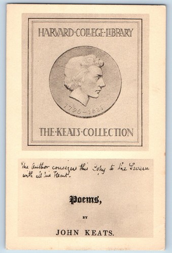 c1940 Connecticut Postcard Bookplate Harvard Keats Collection Library ...