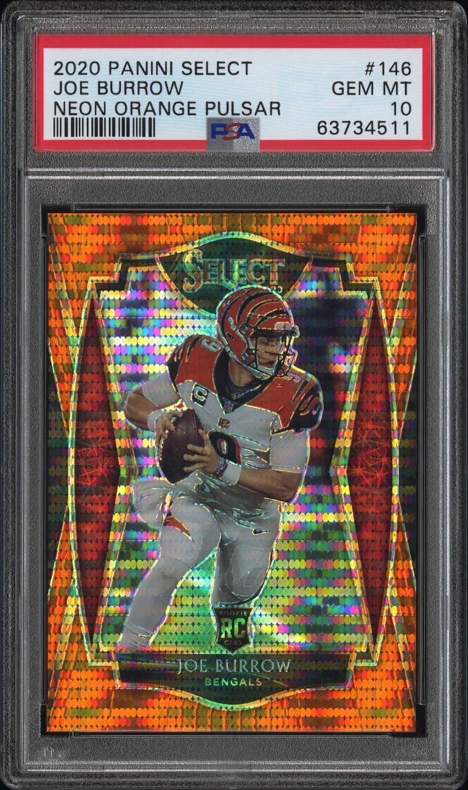 2020 Panini Select PSA 10 Joe Burrow Rookie #146 Neon Orange Pulsar 4/7 ...