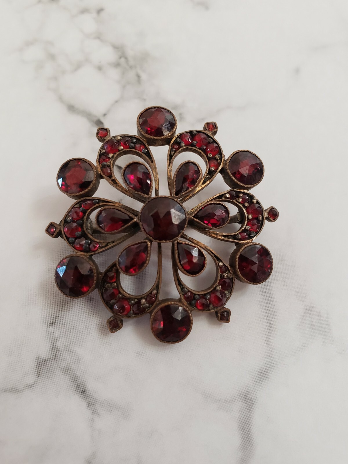 ANTIQUE BOHEMIAN GARNET SILVER PIN BROOCH | eBay