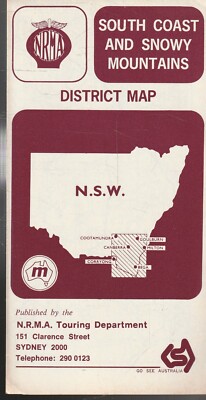 OLD AUSTRALIAN MAP ,NRMA , SOUTH COAST AND SNOWY MOUNTAINS , NSW | eBay