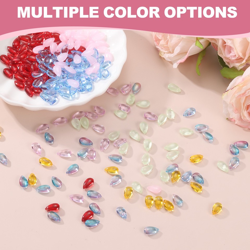 200 Pcs Teardrop Crystal Glass Beads Teardrop Beads for DIY Blue Purple ...