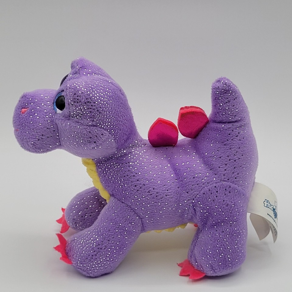 Hugfun Purple Dino Plush Dinosaur Stuffed Animal Toy Sparkle 8" Big ...