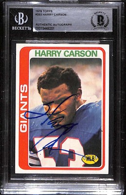 1978 Topps 393 Harry Carson HOF BGS Auto Autographed BAS Authentic ...