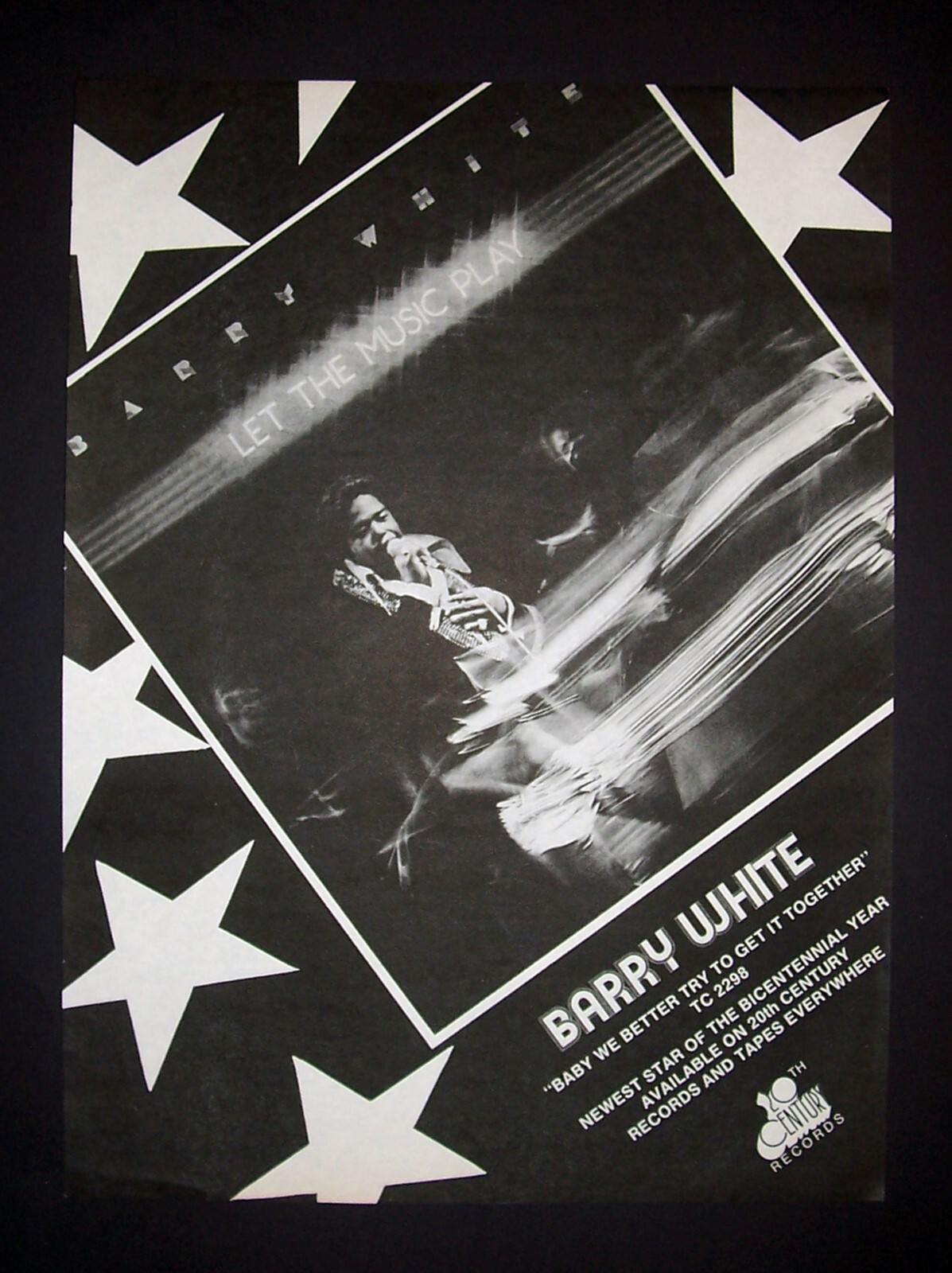 Barry White Let The Music Play 1976 Short Print Poster Type Ad, Promo ...