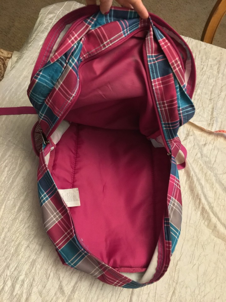 Trans Jansport pink plaid book bag back pack bookbag Student Gym ...
