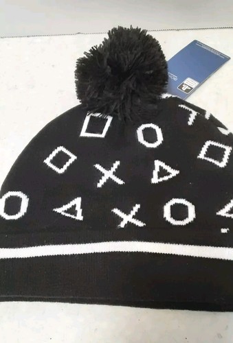 Playstation Knit Beanie Hat Black White Gaming One Size Pom Logo New ...