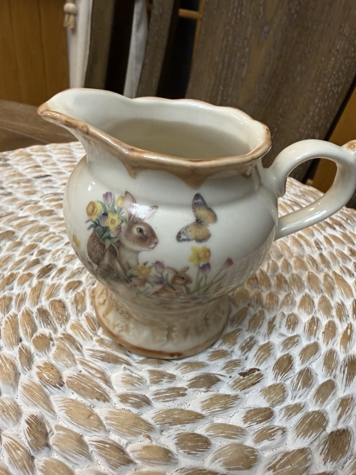 Vintage Cracker Barrel Easter Traditions Tea Set-Teapot Creamer Sugar ...