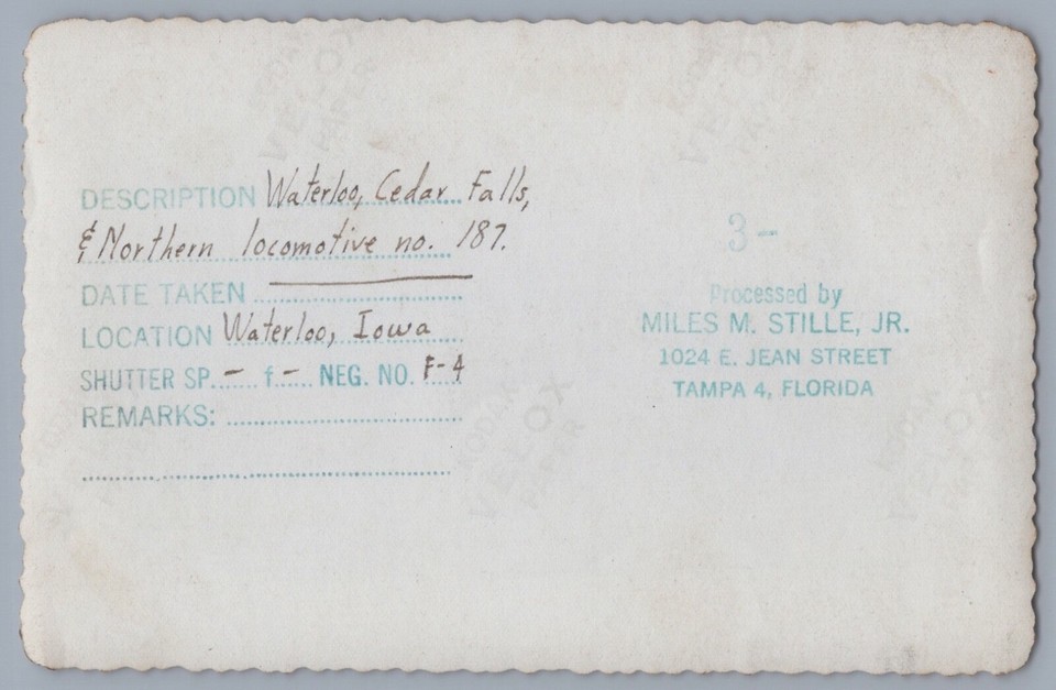 Traction Photo - Waterloo Cedar Falls & Northern #187 Locomotive 1930s ...