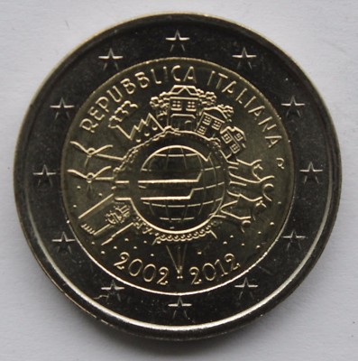 ITALY - 2 € common commemorative euro coin 2012 - Ten years of the Euro ...