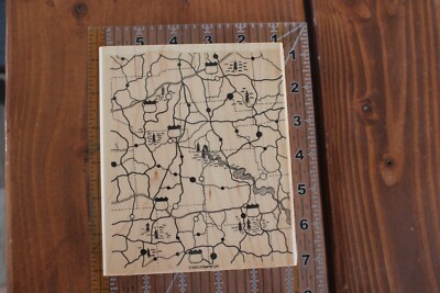 NEW Stampin Up HIGHWAYS & BYWAYS Background Map Rubber Wood Stamp Set H ...