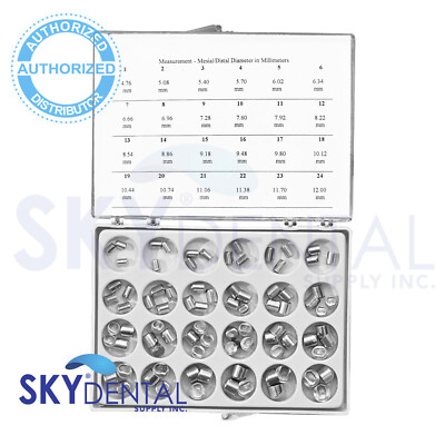 Dental SHORT Aluminum Shell Crowns Starter Kit Assorted sizes #1-24 (84 ...
