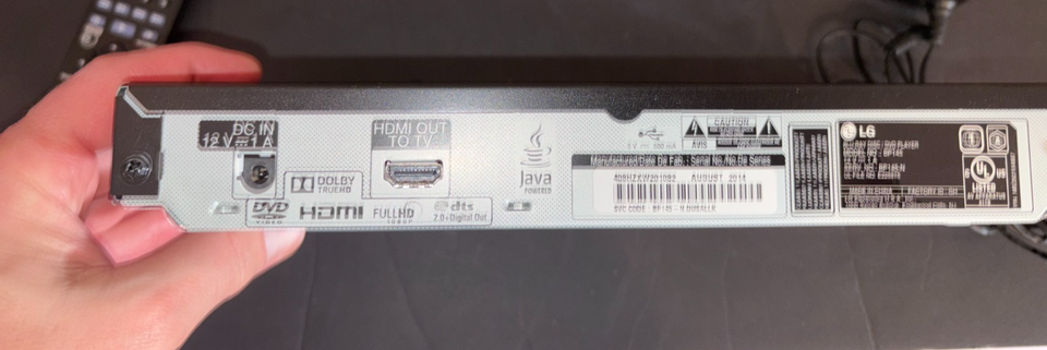 LG BP145 Blu-Ray Disc/DVD Player with Remote/Power Cord/HDMI Tested ...