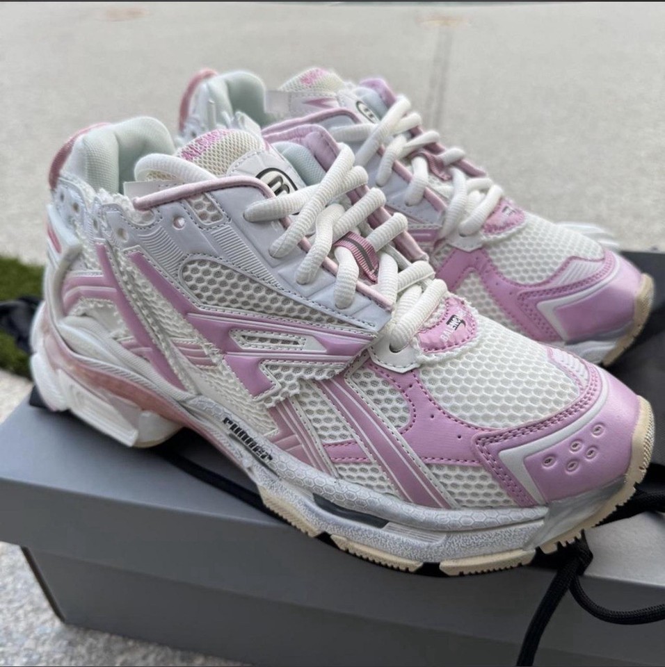 Balenciaga Runner White Pink Women's Athletic Sneaker Mesh Synthetic ...