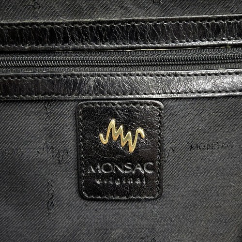 Monsac Leather Purse Handbag Black Zip Top Handle Shoulder Tote | eBay