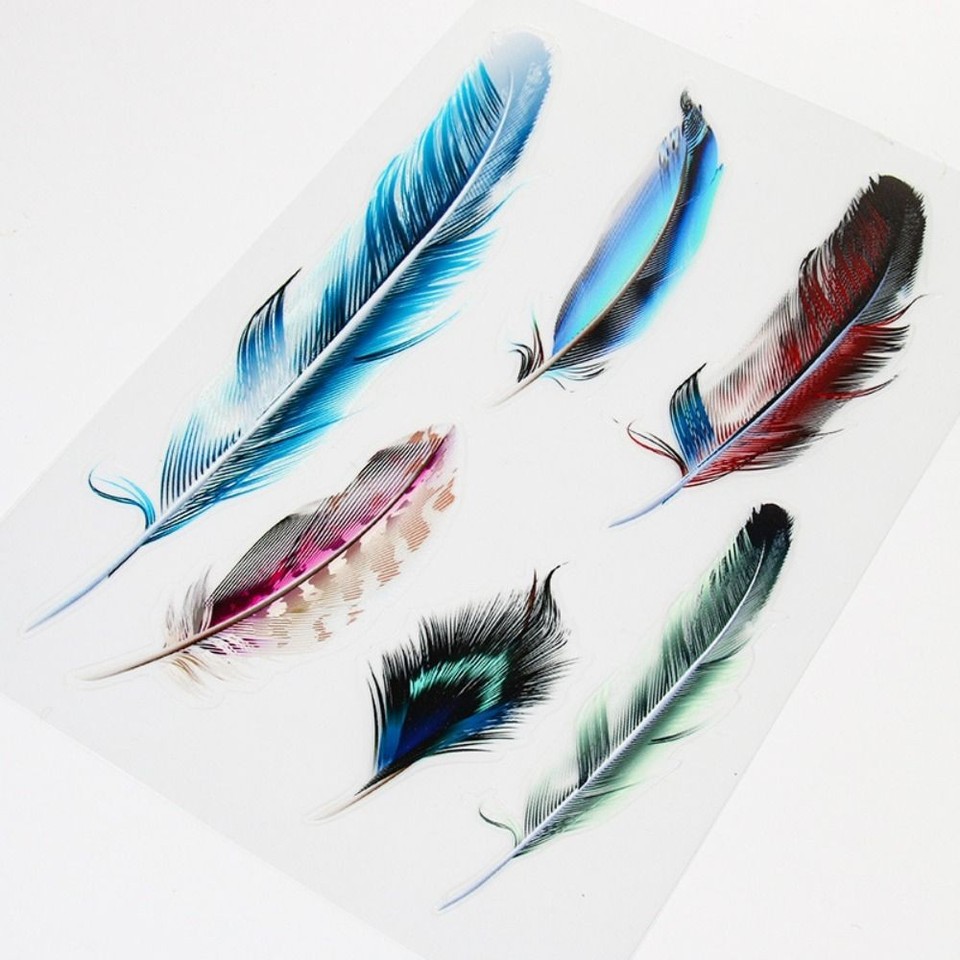 Feather Car Decal Car Modified Rear Trunk Sticker Creative Car Stickers ...