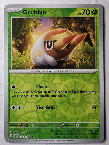 REVERSE HOLO Grubbin 018/162 NM / M - Temporal Forces Pokemon Card | eBay