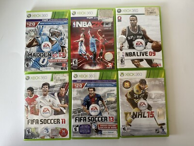 Xbox 360 Sports Games Lot Of 6 FIFA 11 13 NHL 15 NBA 2k13 NBA Live 09 ...