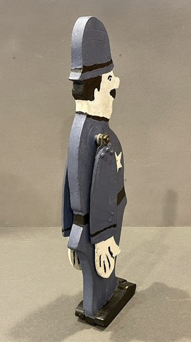 Vintage Primitive Folk Art Police Officer, Keystone Cop Painted Wood ...