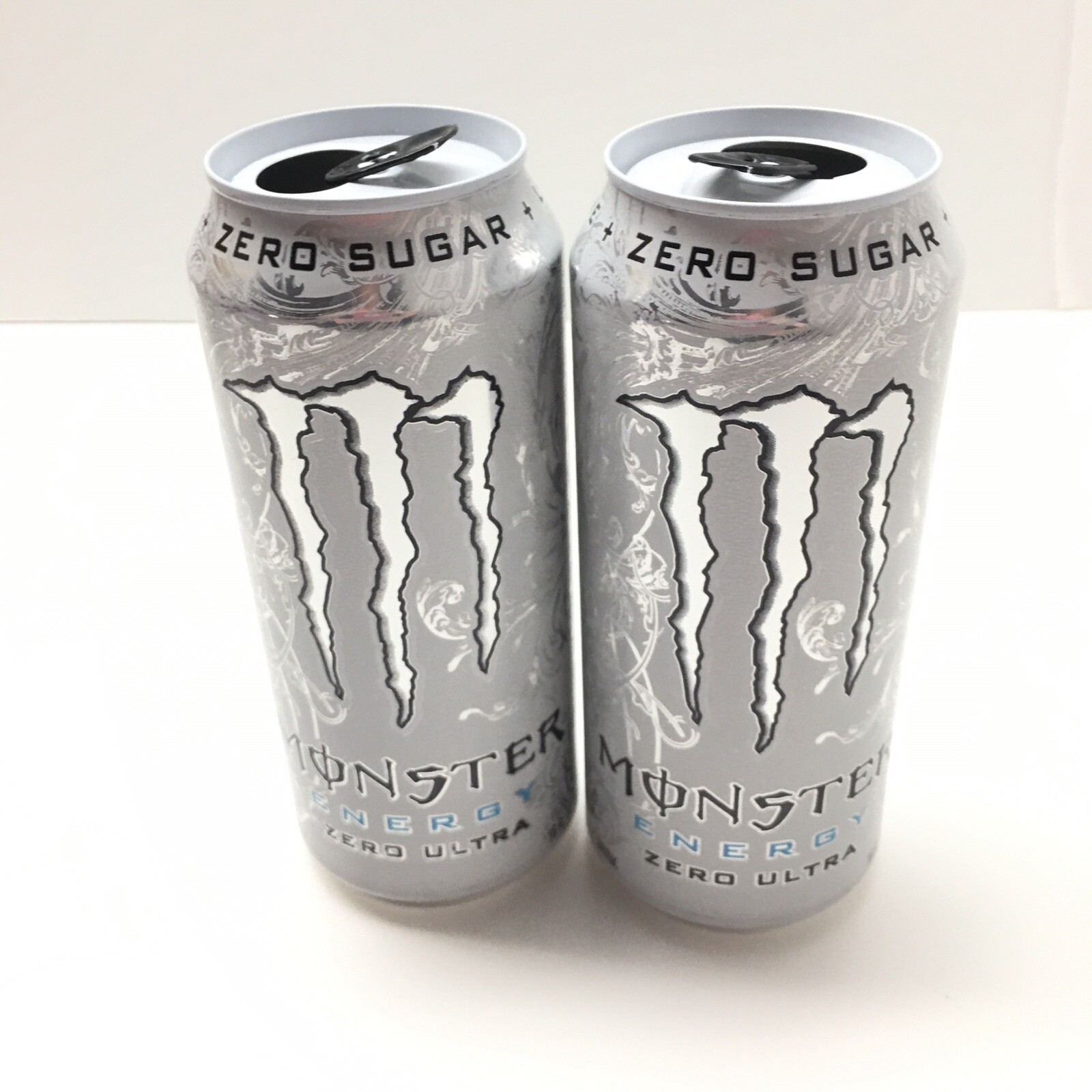 MONSTER ENERGY ZERO ULTRA DRINK 16 FL OZ Size Empty CANS White Silver ...