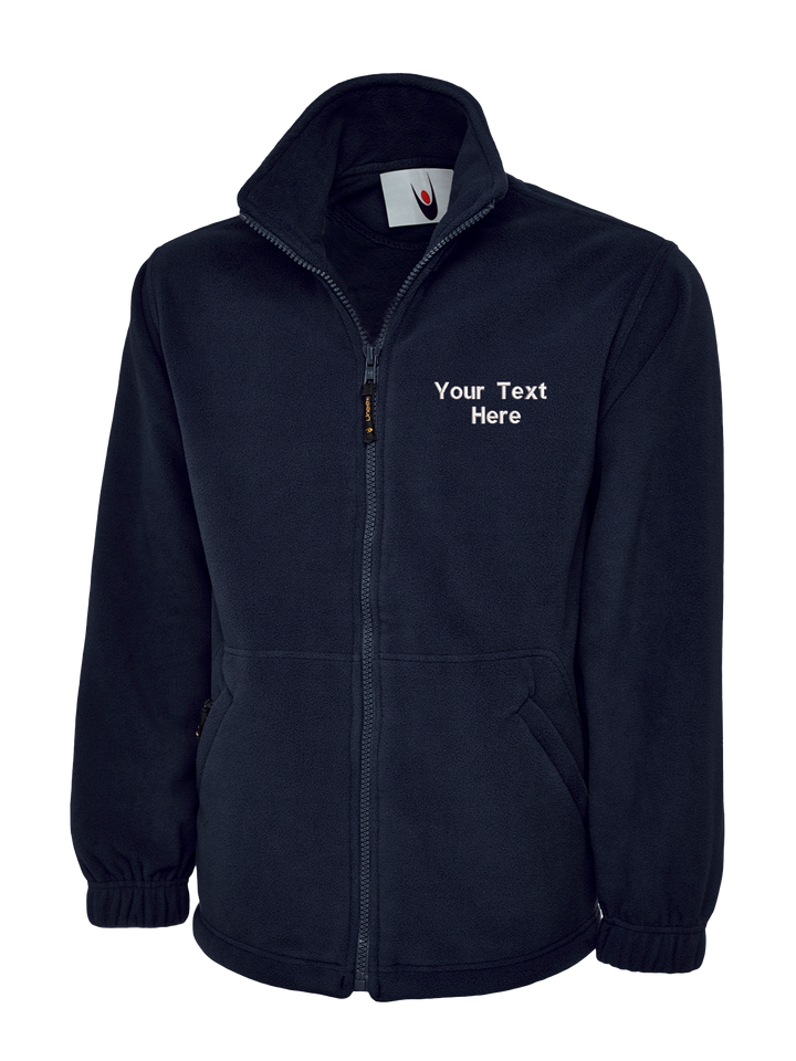Personalised Custom Embroidered Your Text Fleece Jacket Full Zip Micro ...