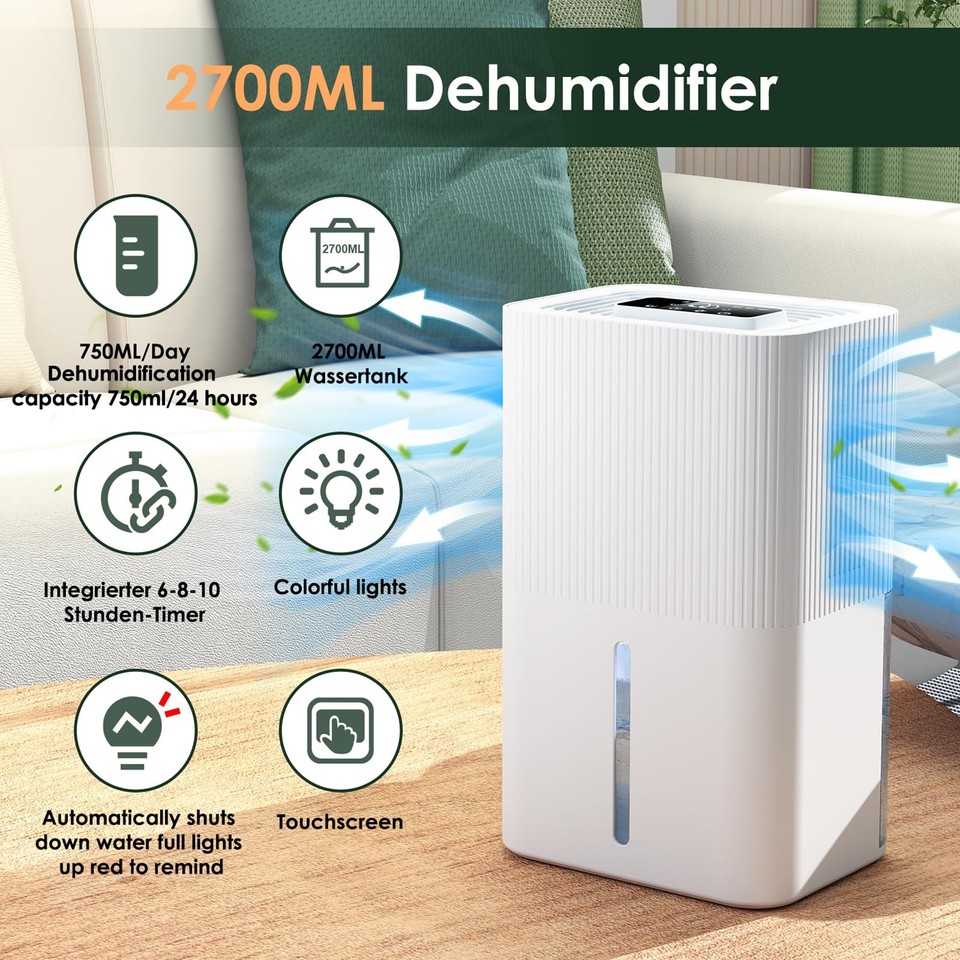 Portable Home Dehumidifier for Basements Bathroom Bedroom|91 OZ Tank ...