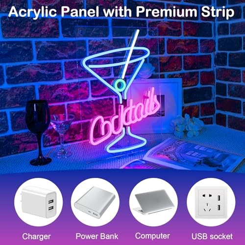 s Neon Sign Drinks LED Signs Glass Shaped Neon Lights LED Drinking ...